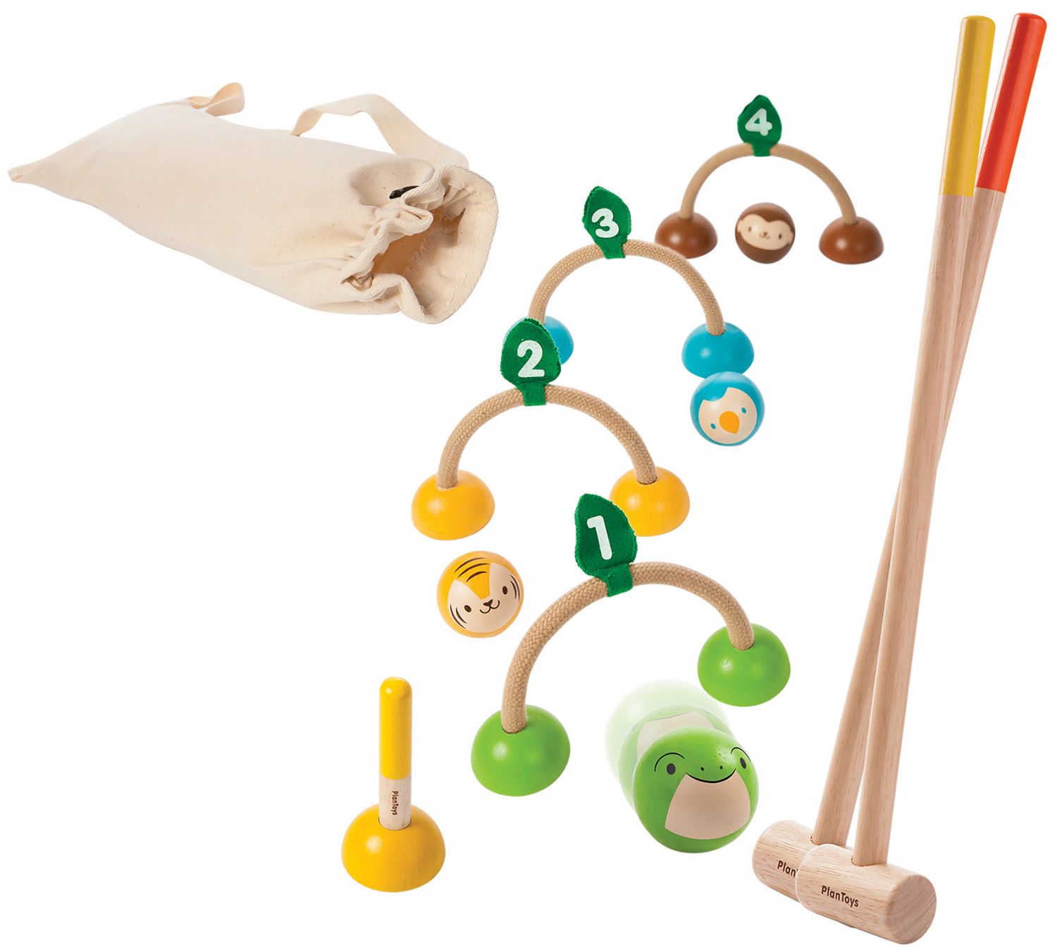 Дървена семейна игра крокет plantoys - store.bg